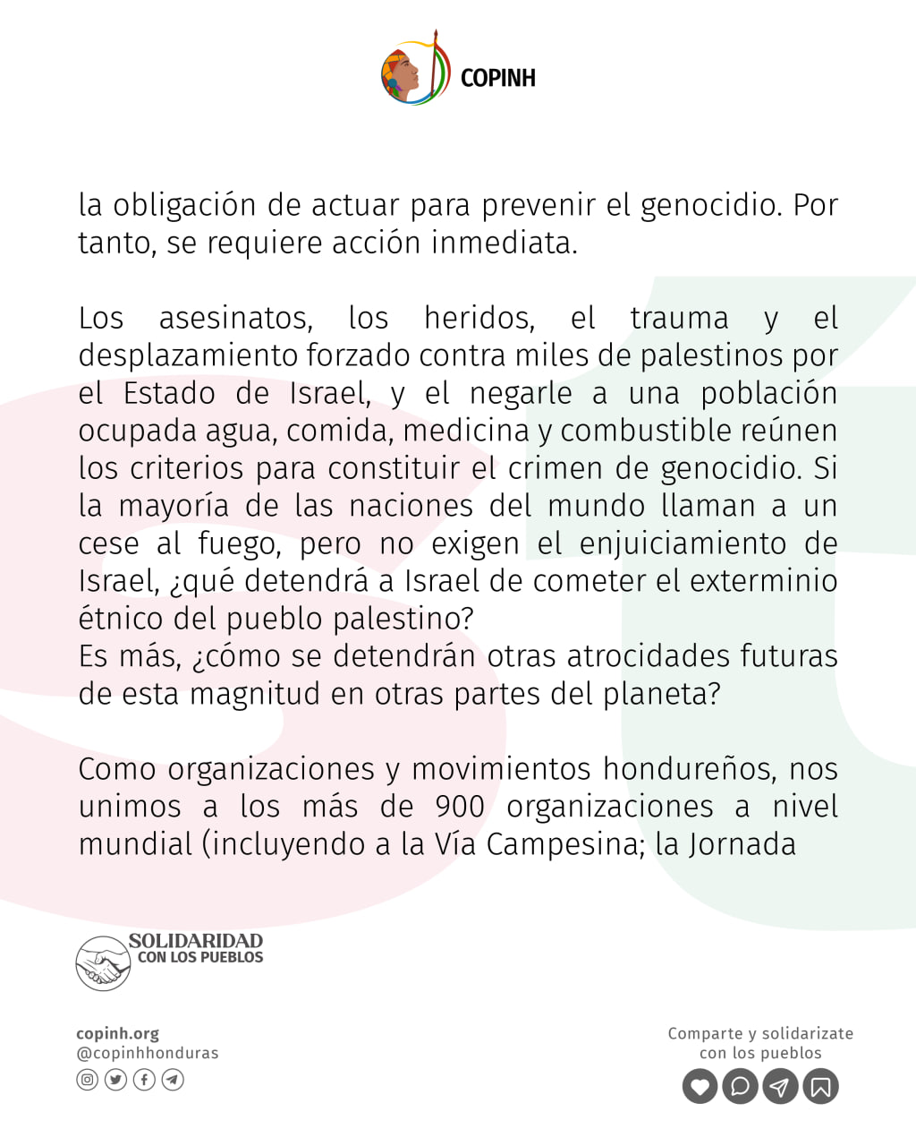 Carta de solicitud para apoyar caso de Sudáfrica por genocidio en ...